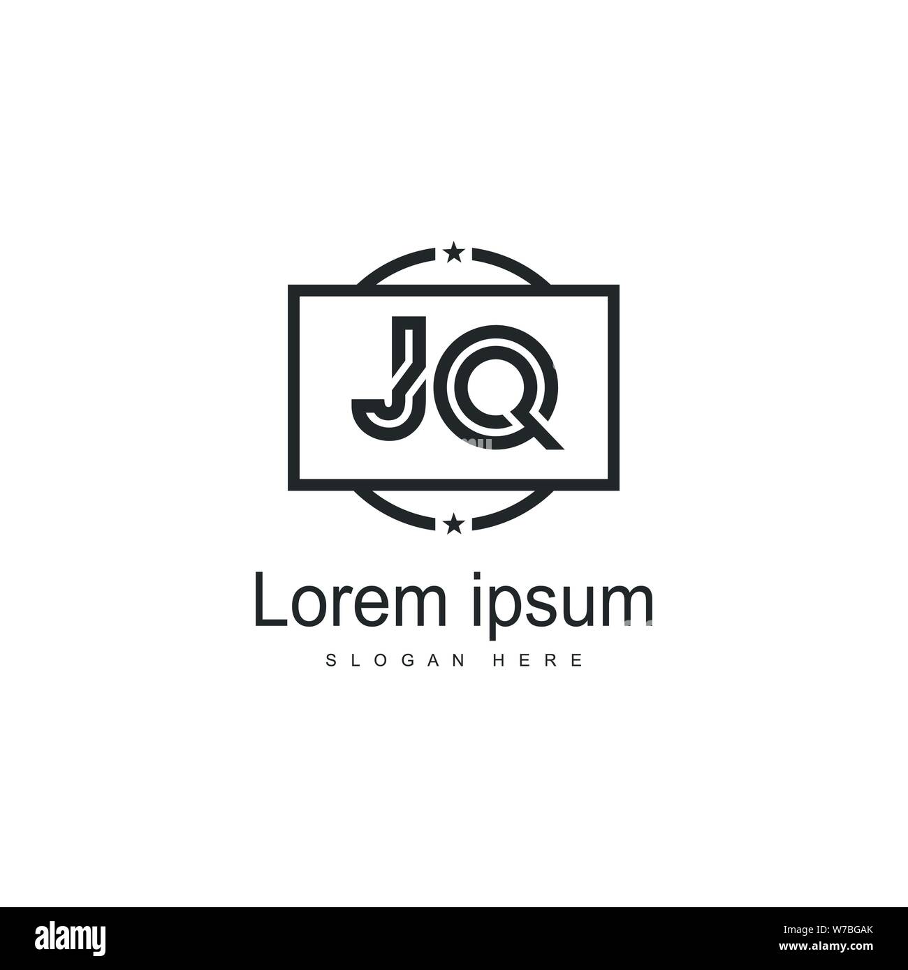 Initial JQ logo template with modern frame. Minimalist JQ letter logo ...