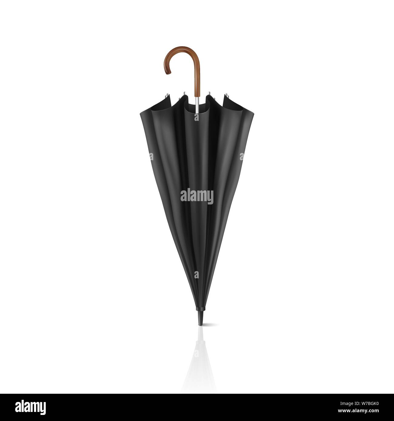 Vector 3d Realistic Render Black Blank Umbrella Icon Closeup Isolated on White Background ...