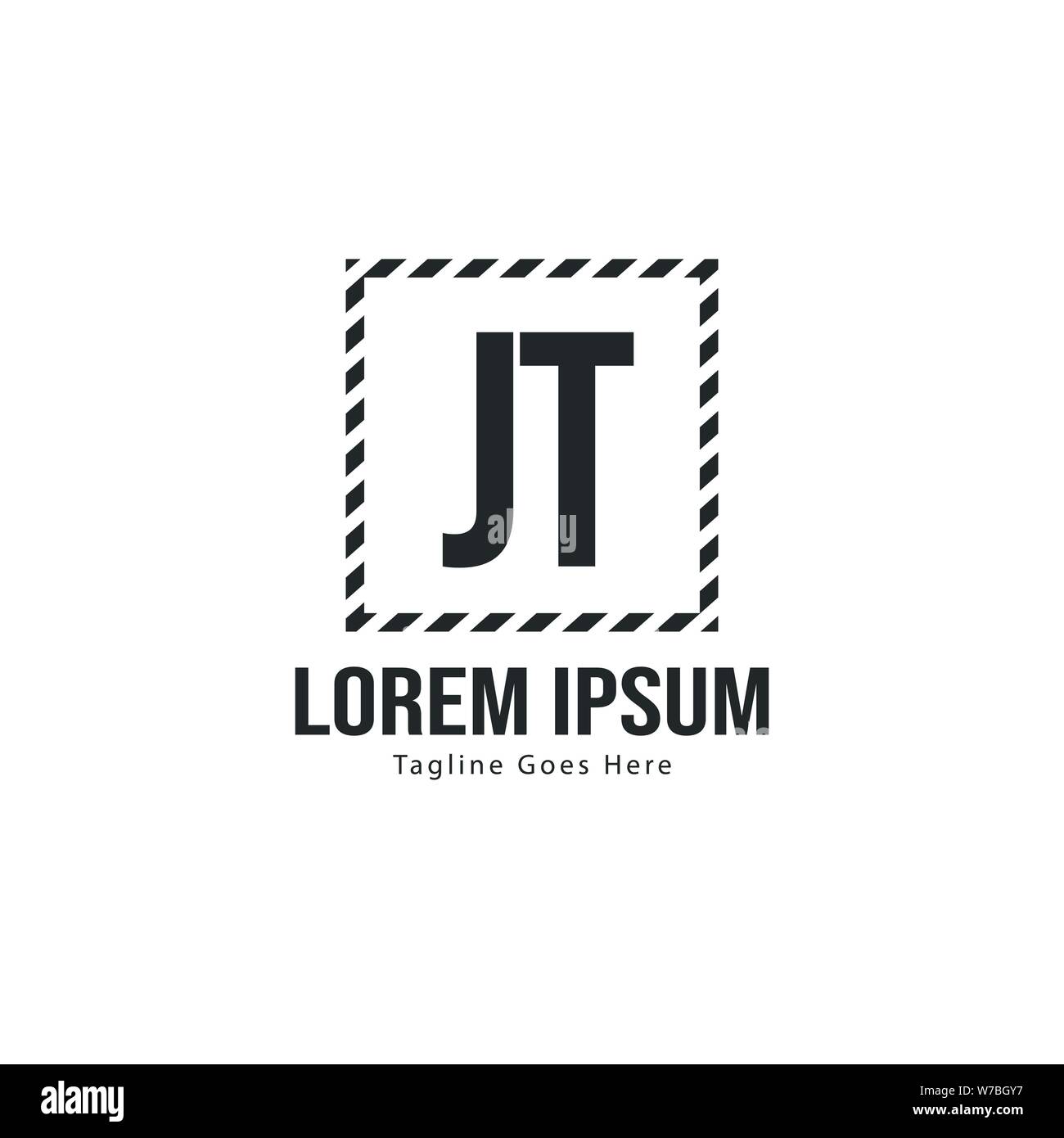 Initial JT logo template with modern frame. Minimalist JT letter logo ...