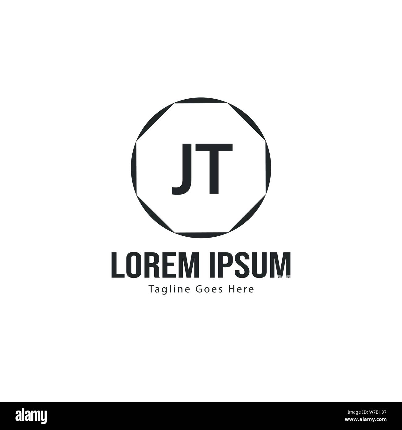 Initial JT logo template with modern frame. Minimalist JT letter logo vector illustration design ...