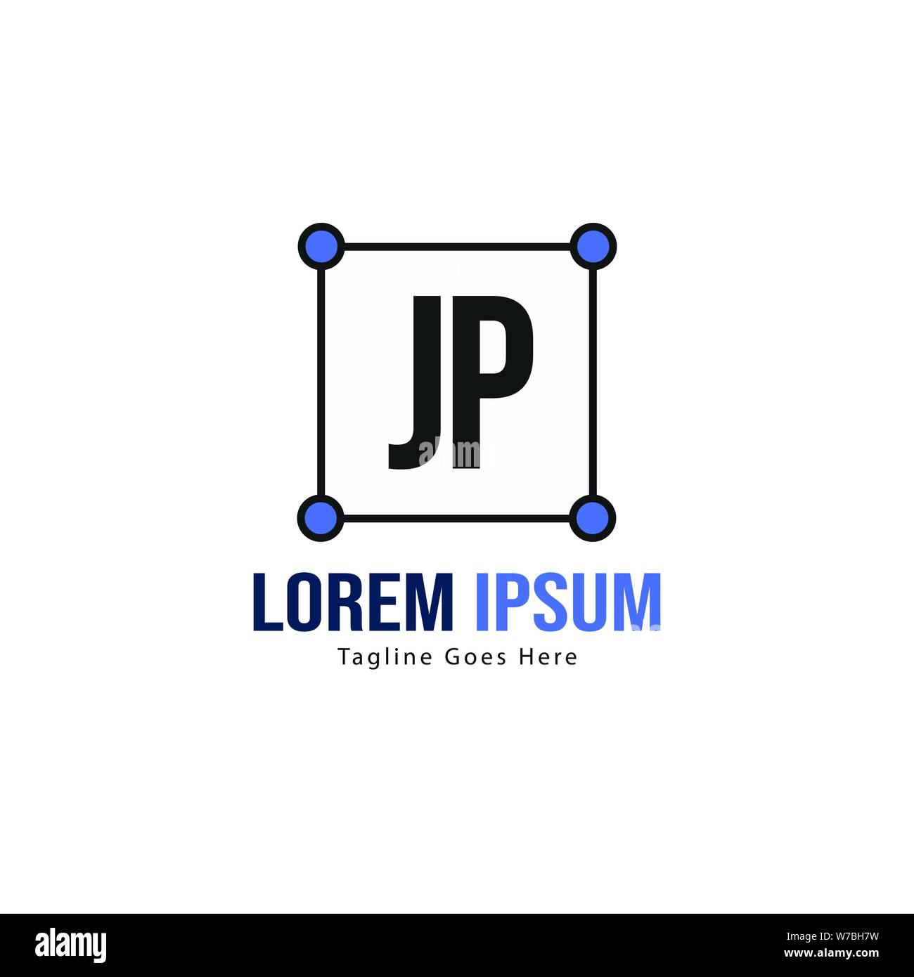 Initial JP logo template with modern frame. Minimalist JP letter logo ...