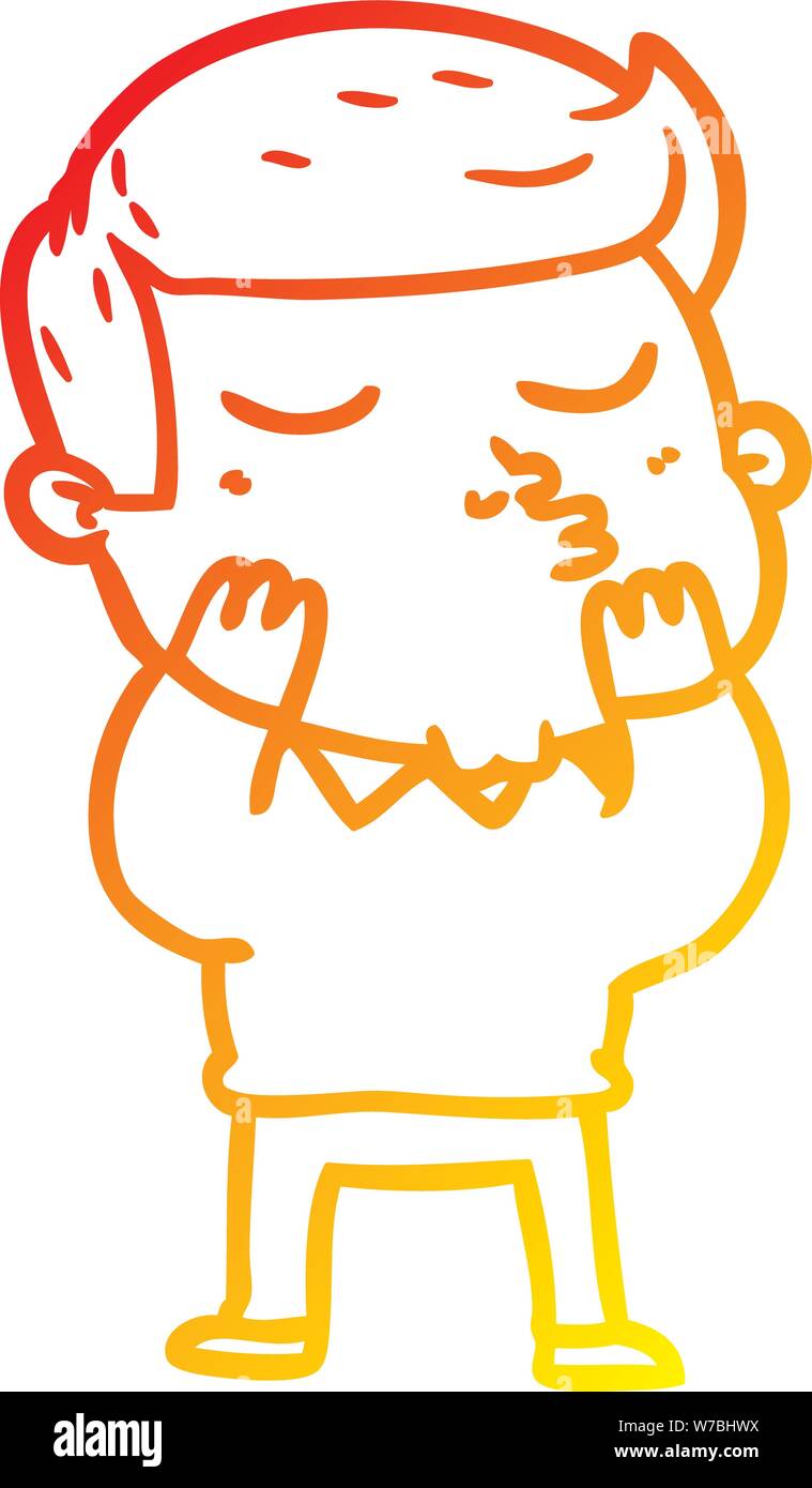 warm gradient line drawing of a cartoon model guy pouting Stock Vector ...