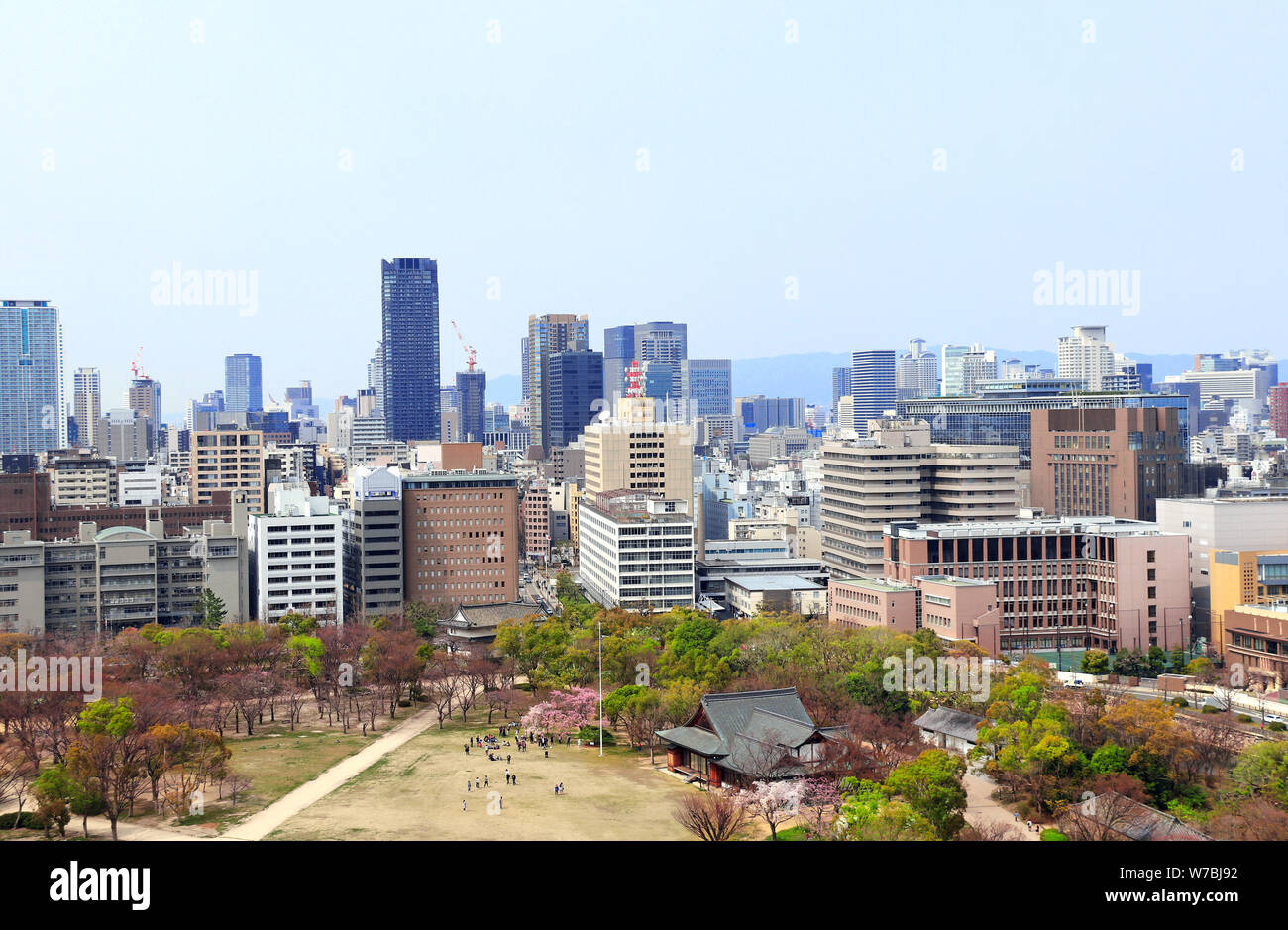 Aerial view on Osaka, Japan. View from Osaka castle Stock Photo - Alamy