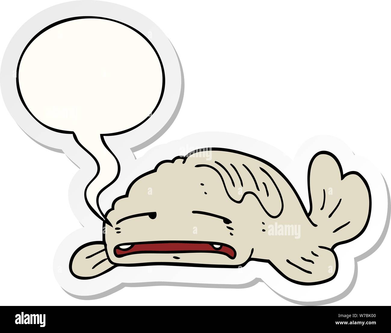 cartoon sad old fish with speech bubble sticker Stock Vector Image ...