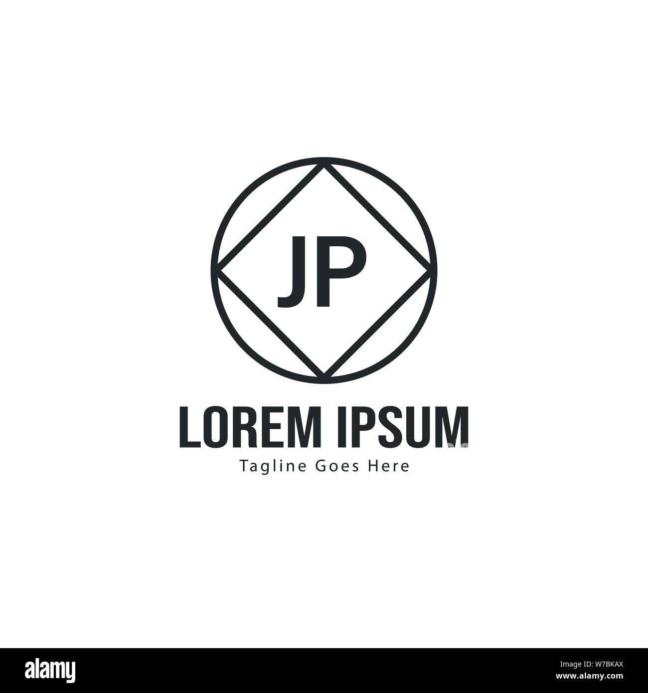 Initial JP logo template with modern frame. Minimalist JP letter logo ...