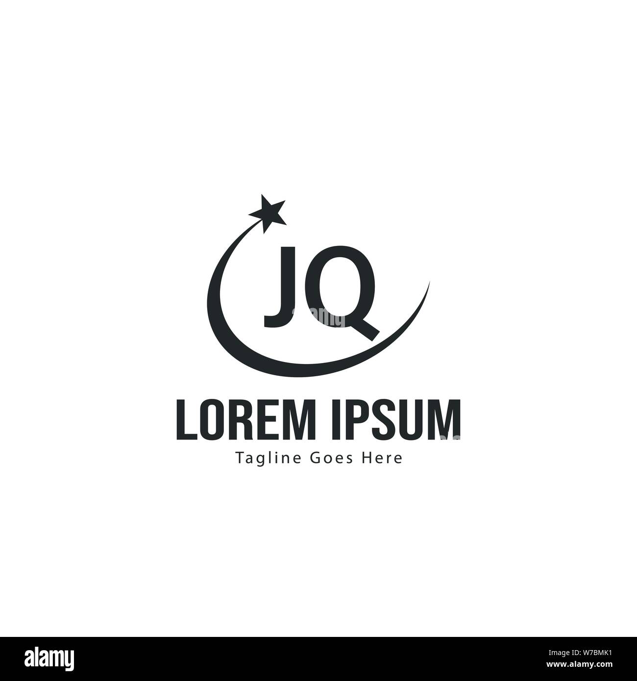 Initial JQ logo template with modern frame. Minimalist JQ letter logo ...