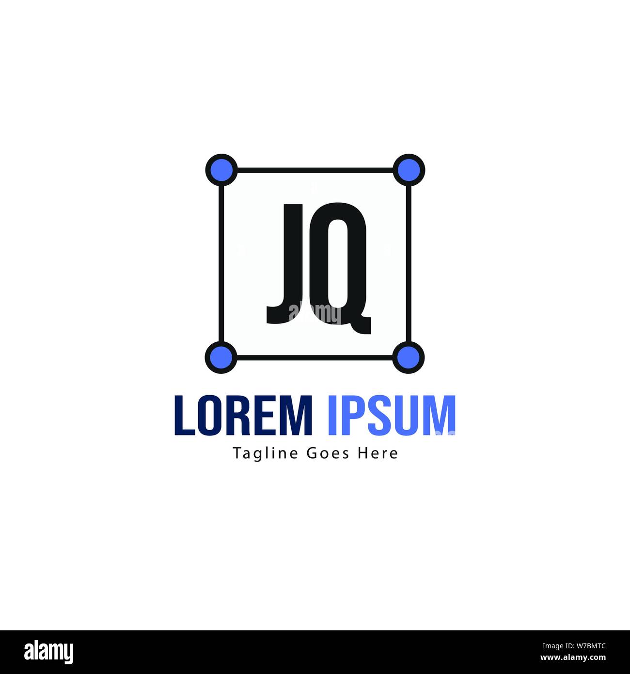 Initial JQ logo template with modern frame. Minimalist JQ letter logo ...