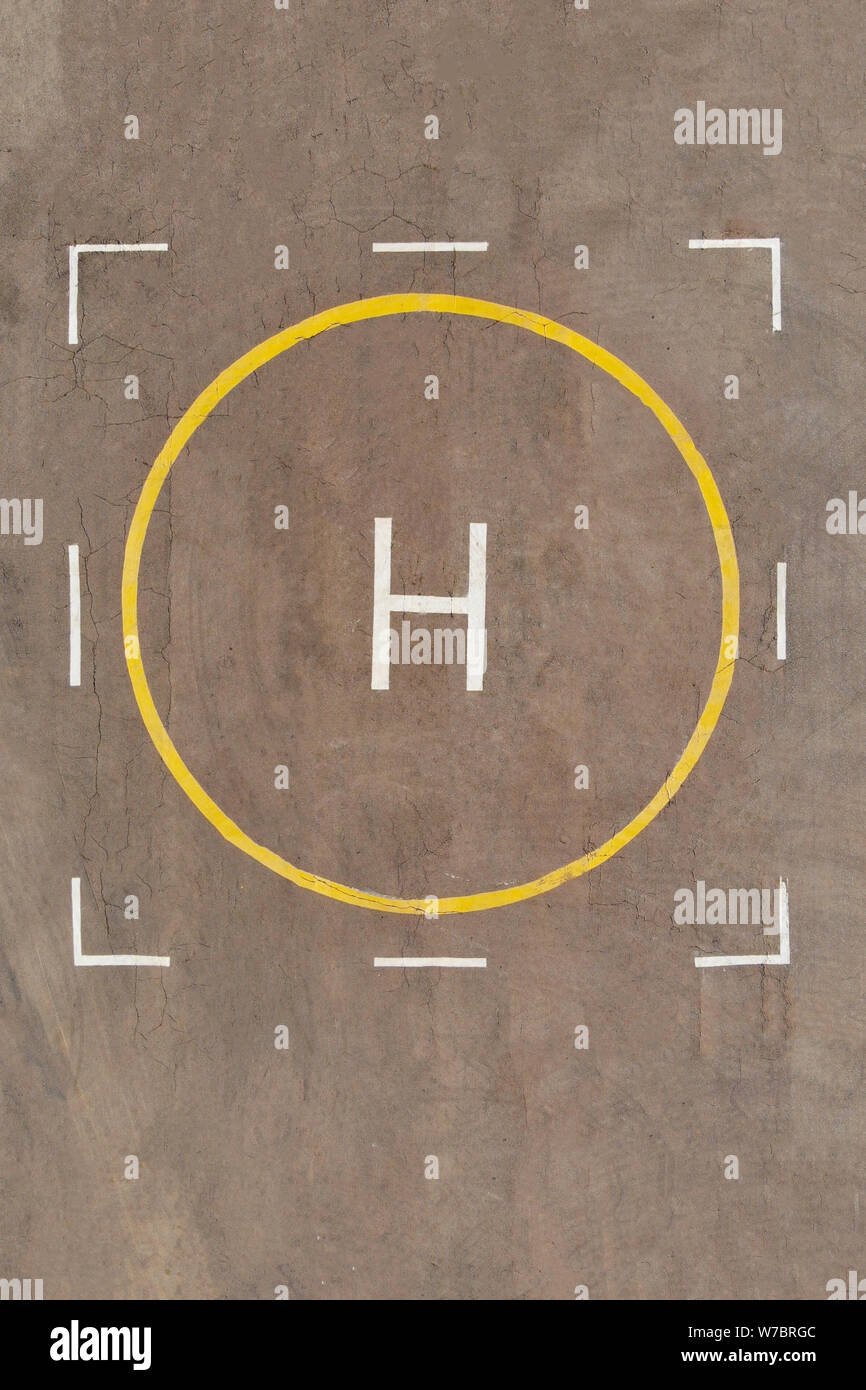Drone photographed the helipad from the air. Helicopter helipad Stock ...