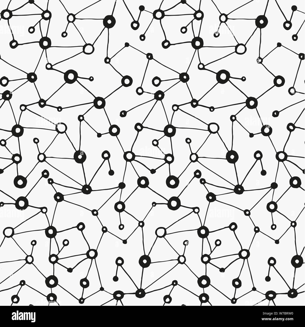 Seamless doodle graphic pattern. Hand drawn texture with molecule ...