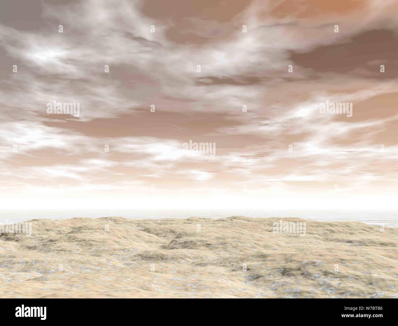 Beach ground by cloudy sunset light background - 3D render Stock Photo ...