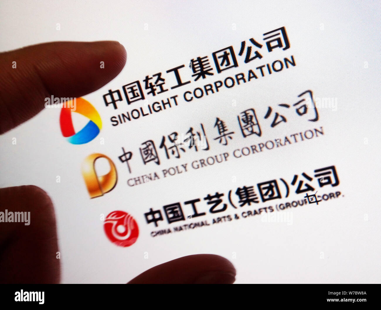 --FILE--A Chinese netizen looks at logos of (from top) Sinolight ...