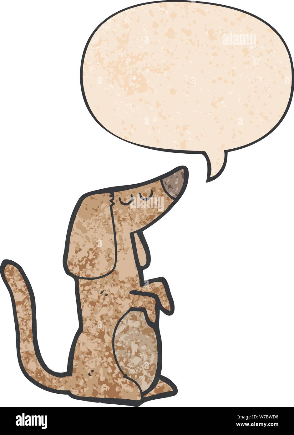 cartoon dog with speech bubble in retro texture style Stock Vector ...