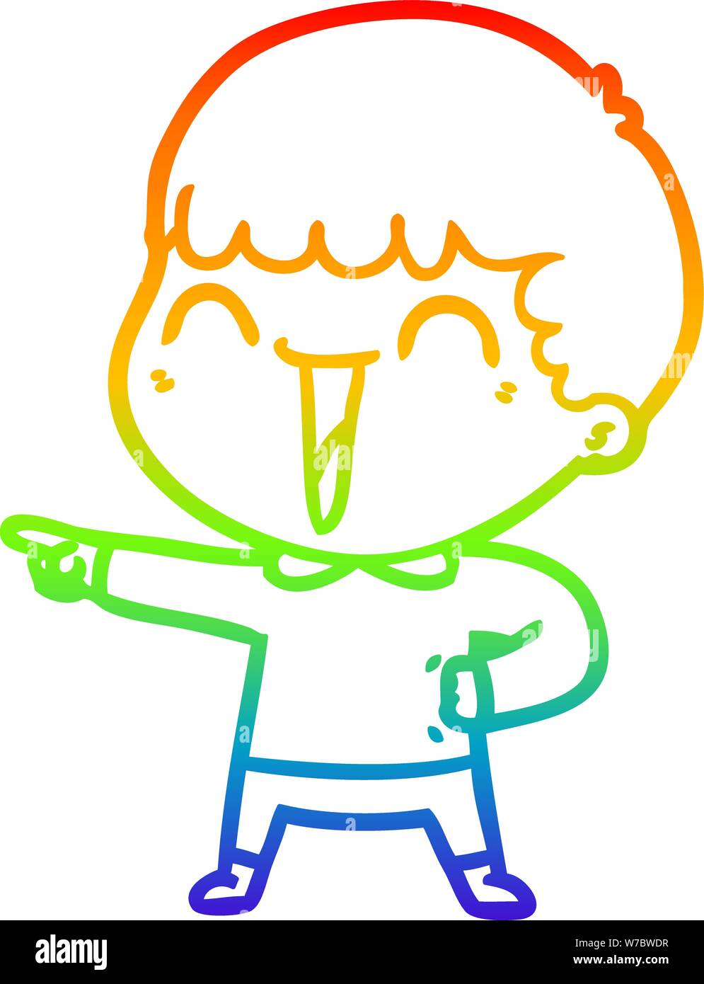rainbow gradient line drawing of a cartoon happy man Stock Vector Image ...