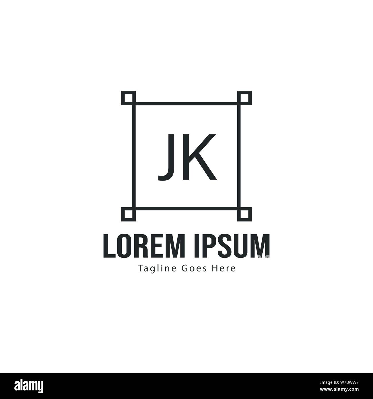 Initial JK logo template with modern frame. Minimalist JK letter logo ...