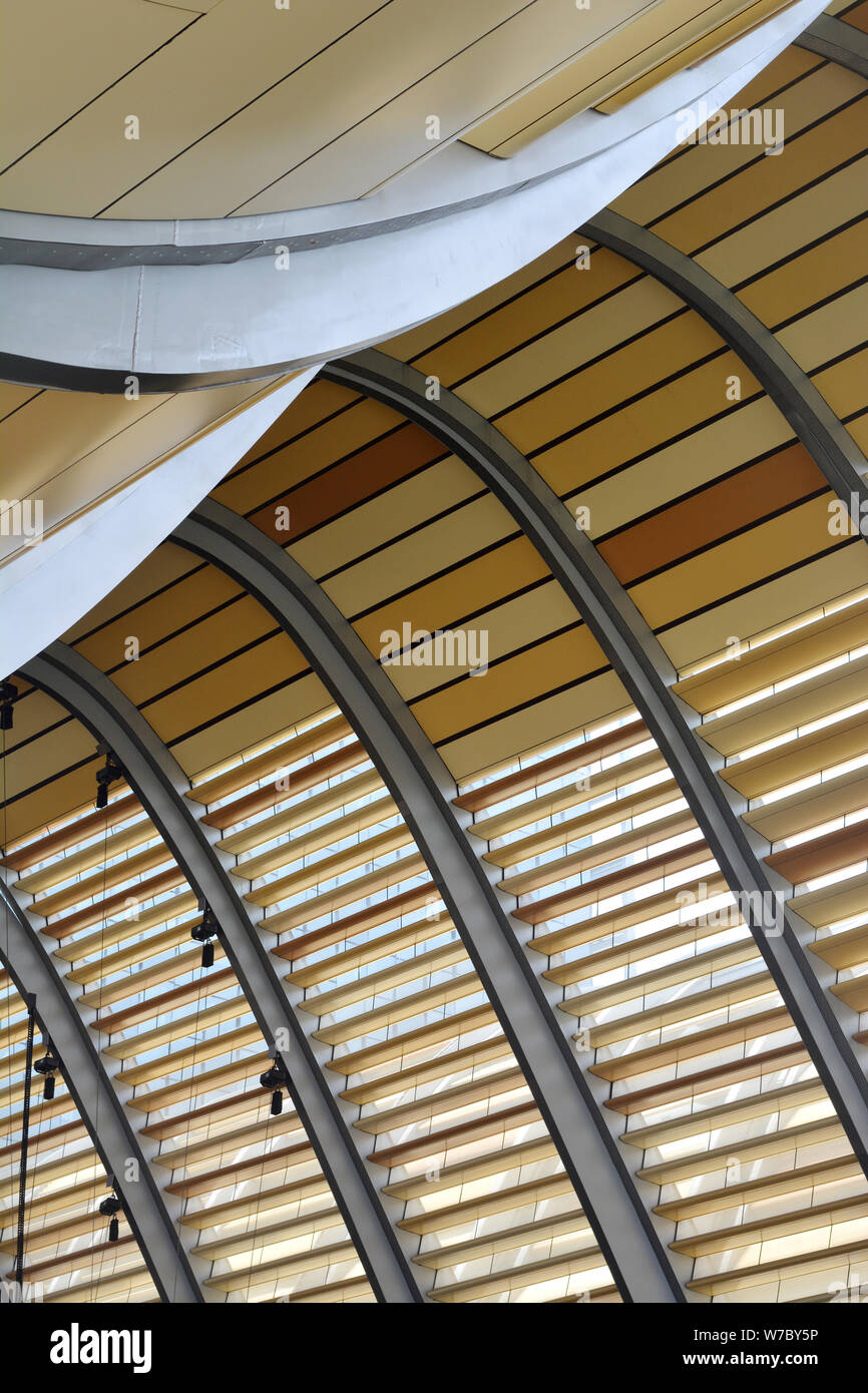 Underside of the modern roof of the South Beach Building in central ...