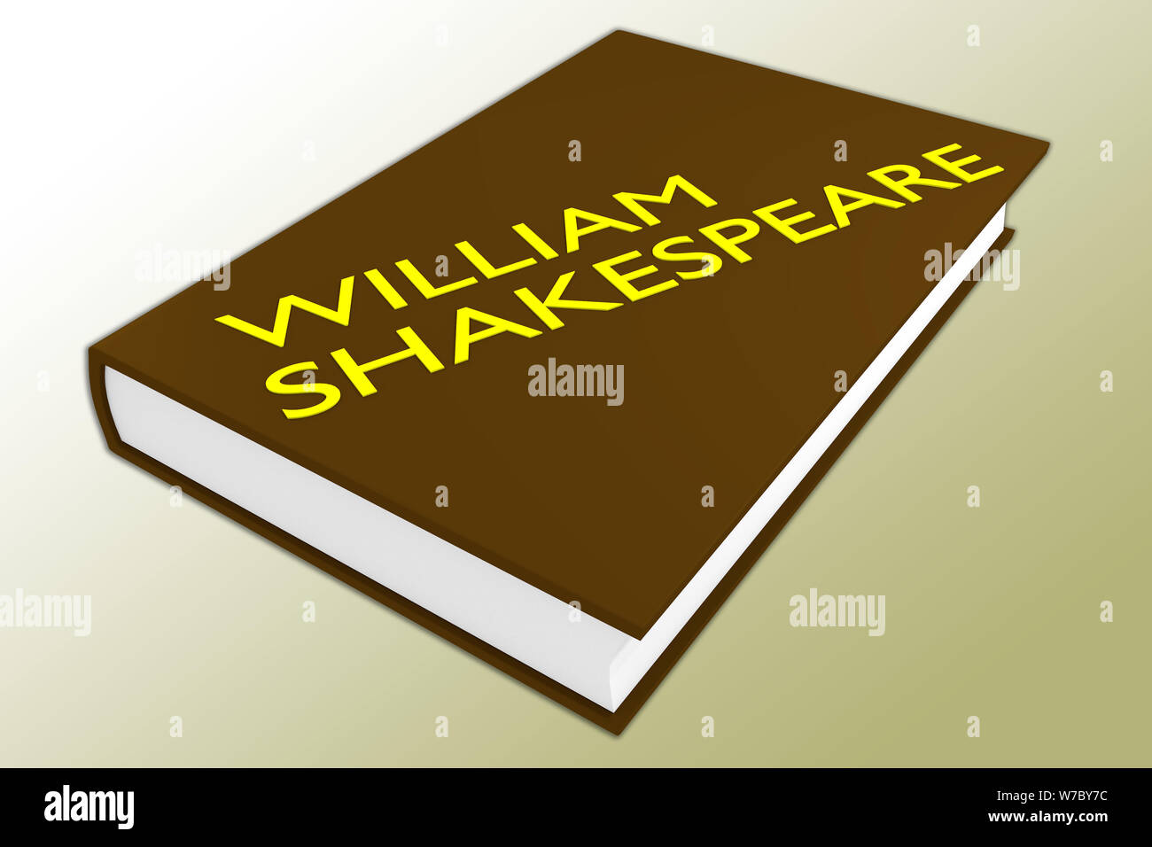 3D illustration of WILLIAM SHAKESPEARE script on a book, isolated on ...