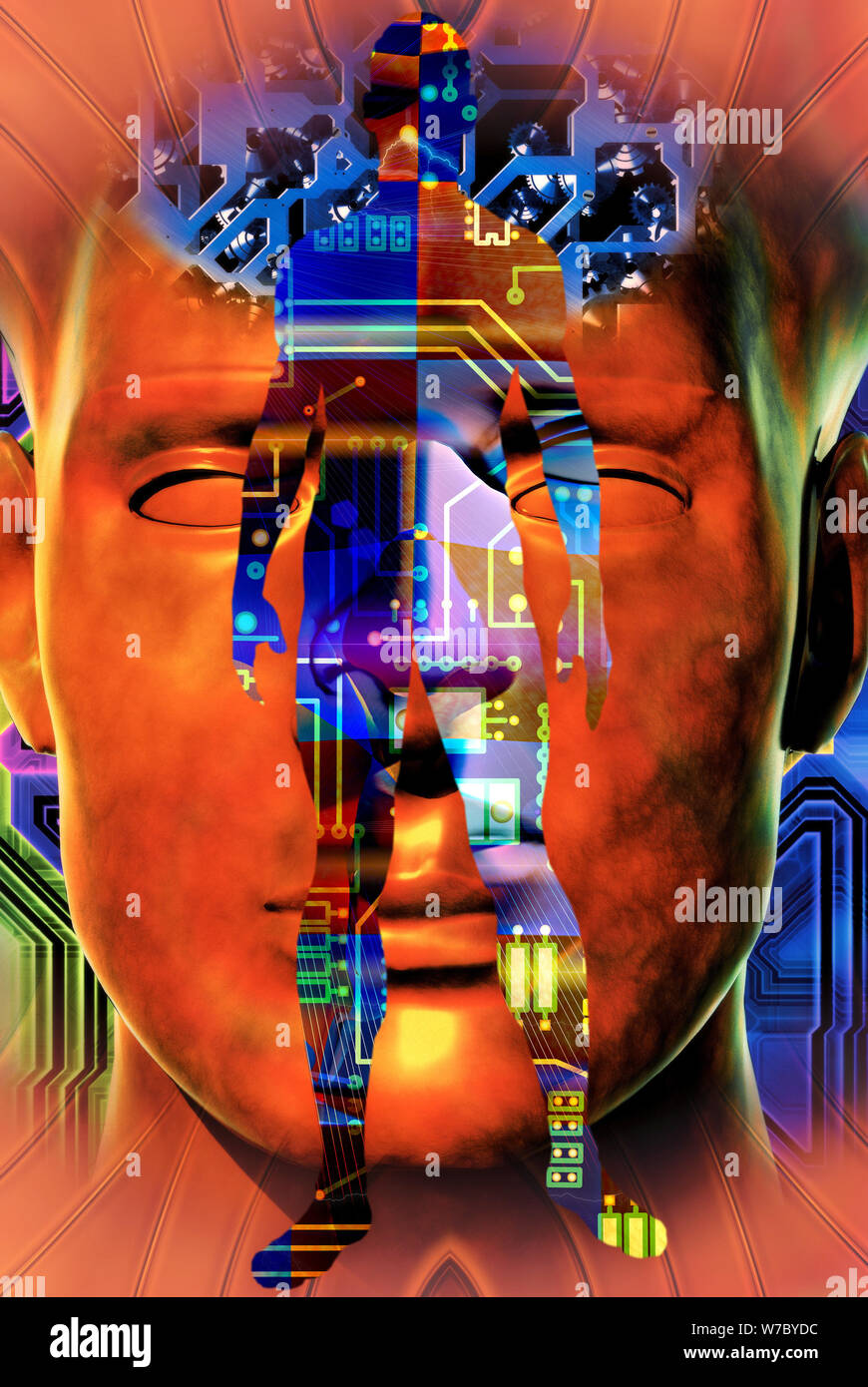 Cyborg creatures composition 3d rendering Stock Photo - Alamy