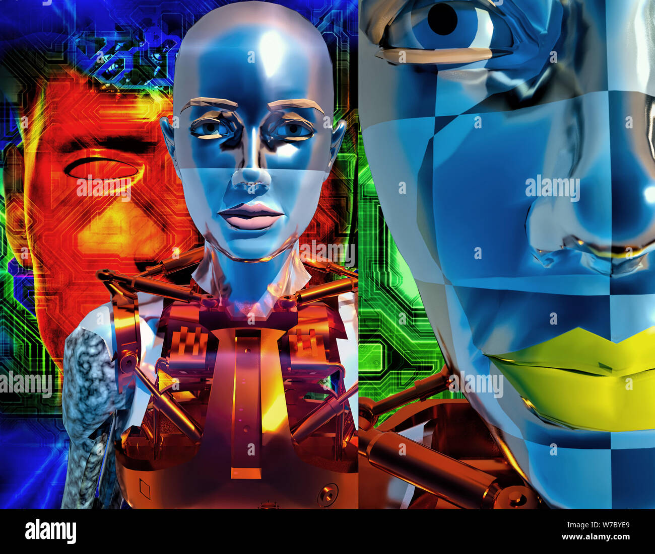 Cyborg creatures composition 3d rendering Stock Photo - Alamy