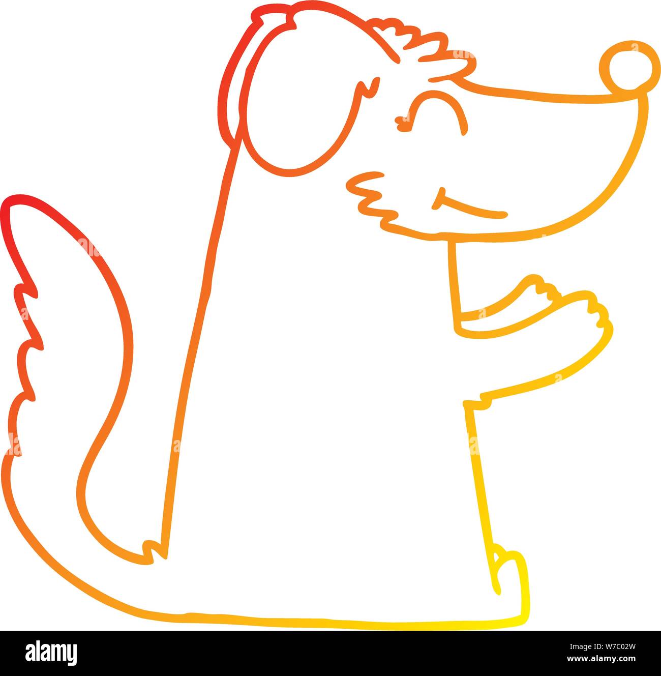 warm gradient line drawing of a happy cartoon dog Stock Vector Image ...