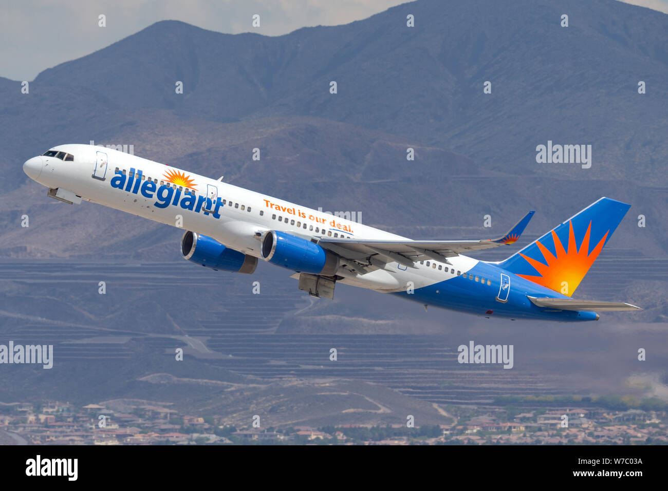 Allegiant Air Boeing 757 airliner taking off from McCarran ...