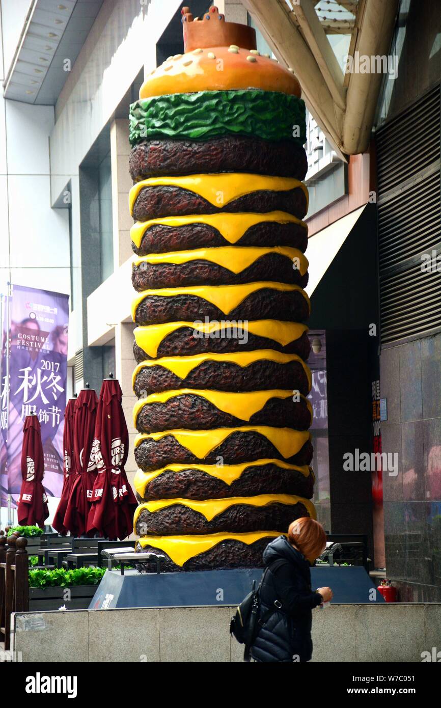 A 10-meter-tall hamburger model by Burger King is on display in ...