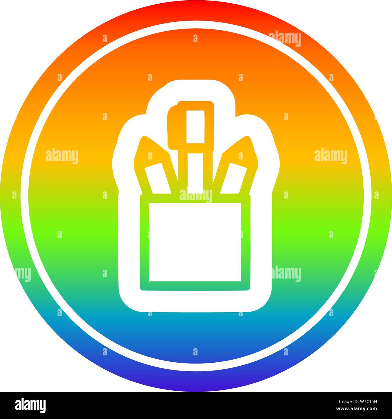 pencil pot circular icon with rainbow gradient finish Stock Vector ...