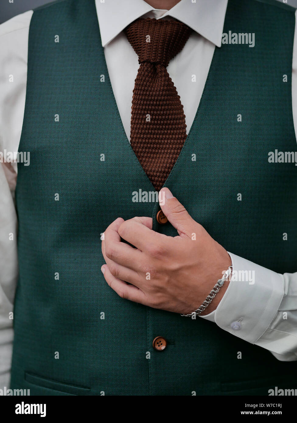 stylish green groom jacket close-up Stock Photo - Alamy
