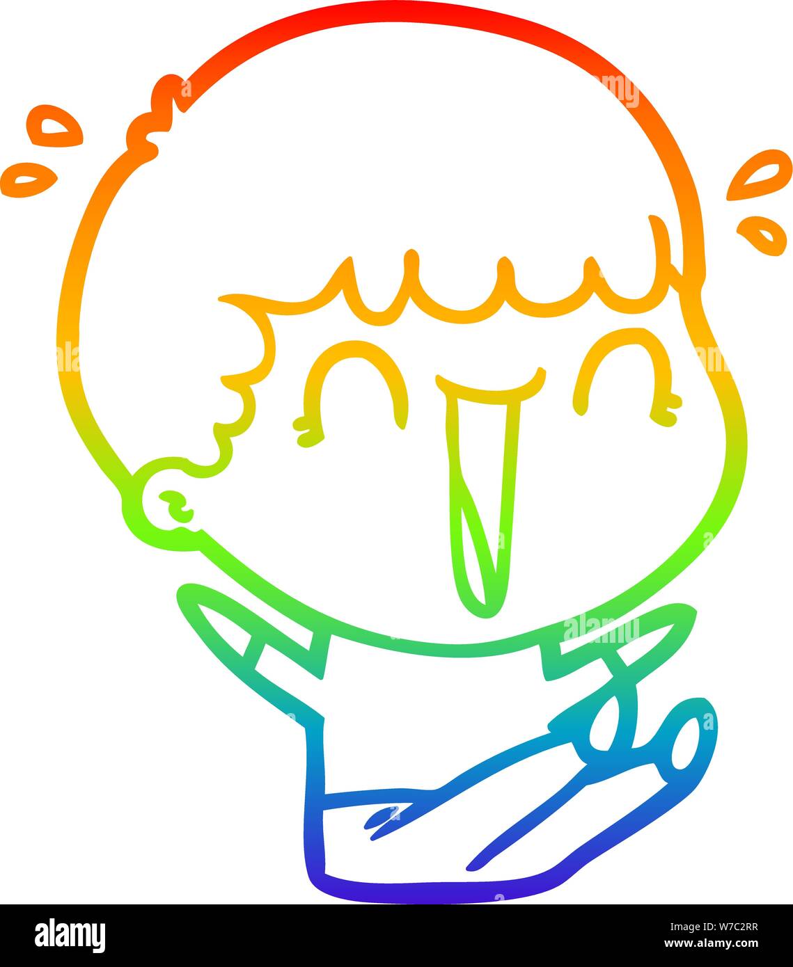 rainbow gradient line drawing of a laughing cartoon man Stock Vector ...