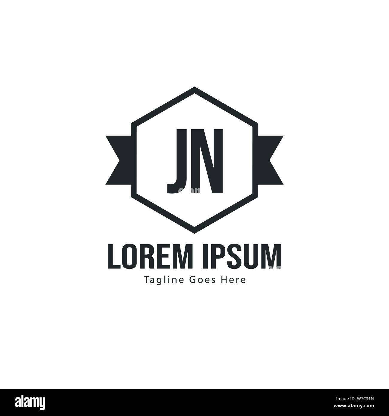 Jn logo design Black and White Stock Photos & Images - Alamy