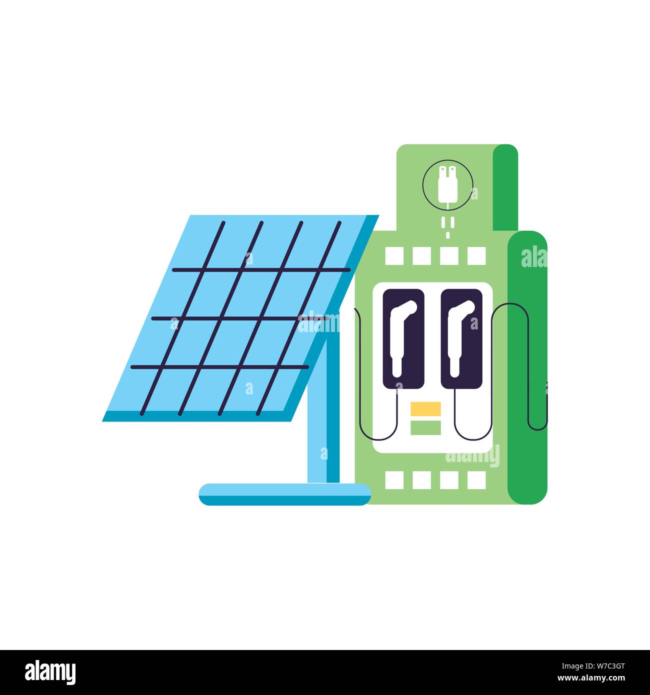 solar panel with station service energy electric vector illustration ...