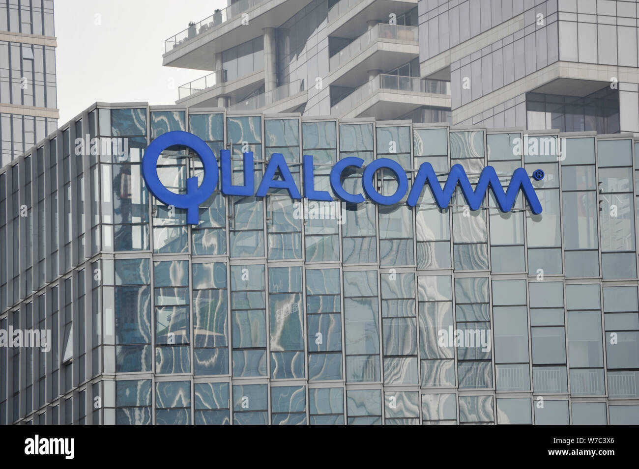 --FILE--View of a logo of Qualcomm at an Innovation Center of Qualcomm ...