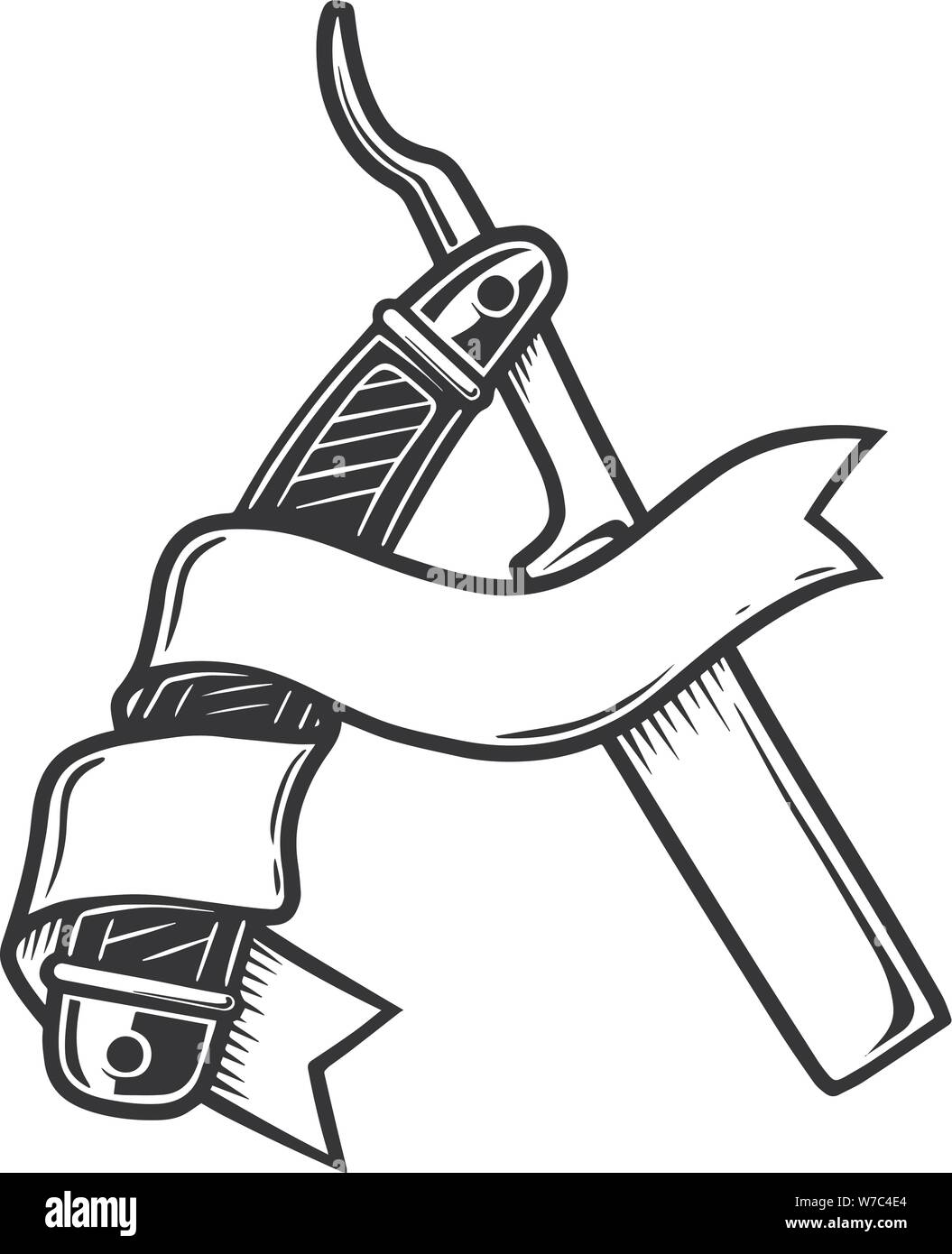 Barbershop emblem old straight Black and White Stock Photos & Images ...