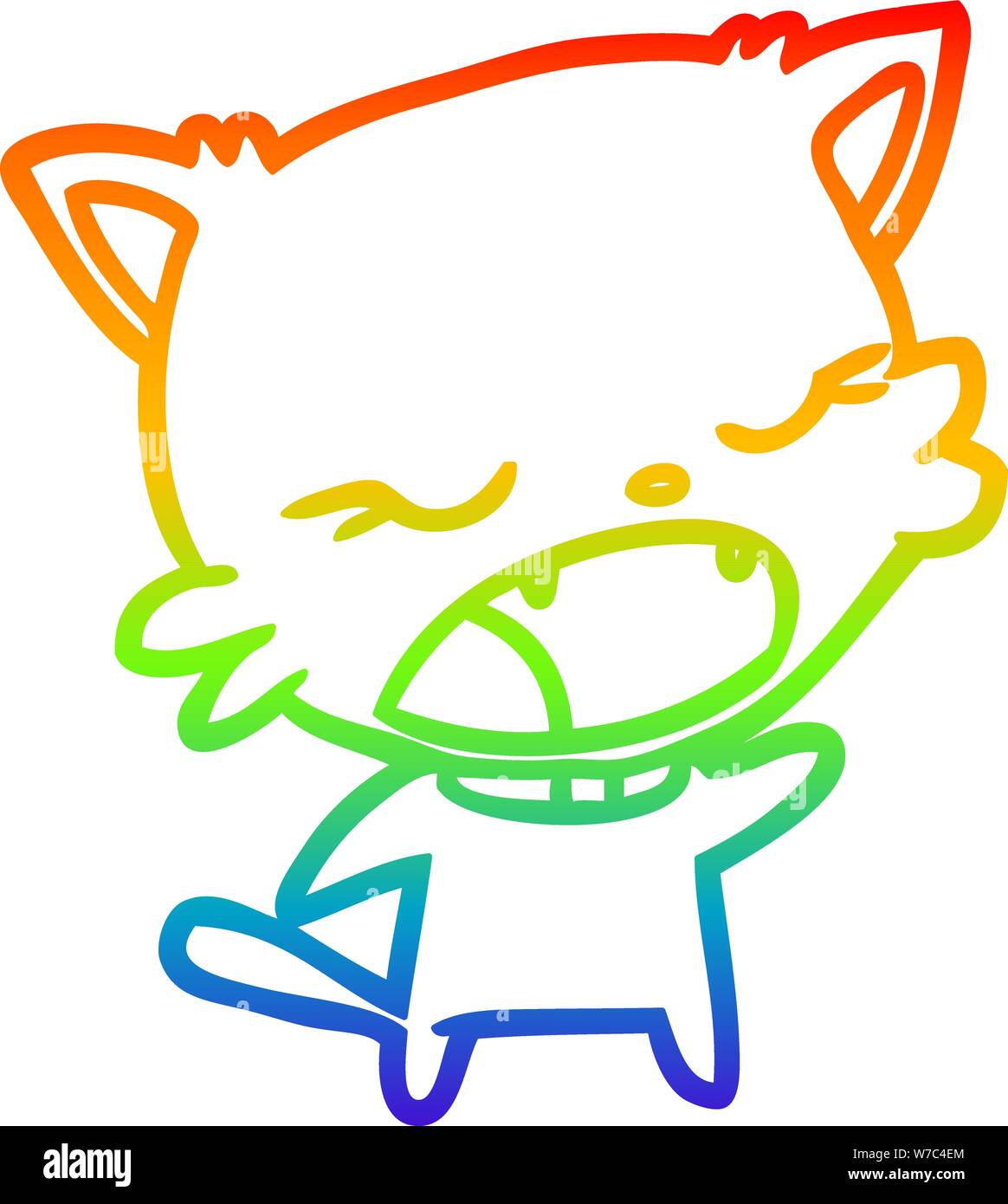 rainbow gradient line drawing of a cute cat talking Stock Vector Image ...