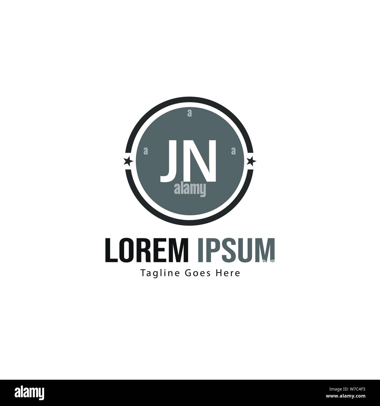 Initial JN logo template with modern frame. Minimalist JN letter logo ...