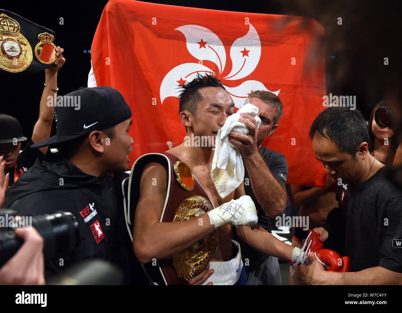 Rex Tso Sing-yu of Hong Kong celebrates after winning the WBO super ...