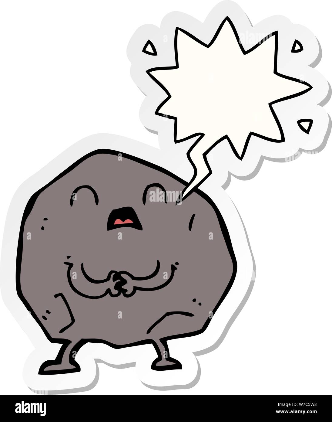 cartoon rock with speech bubble sticker Stock Vector Image & Art - Alamy