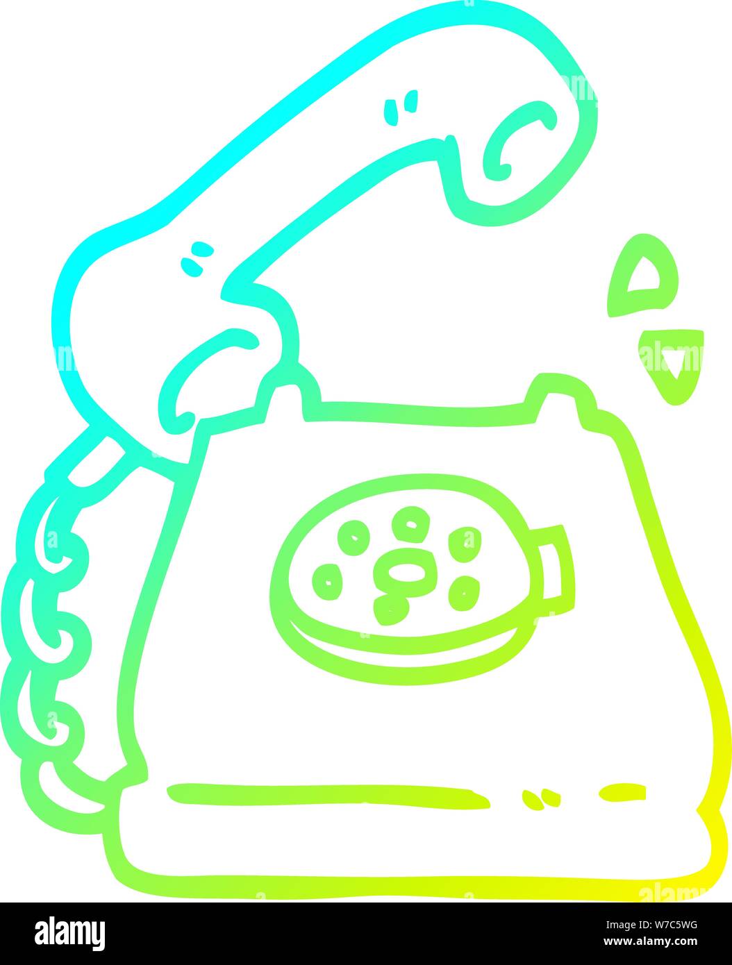 cold gradient line drawing of a cartoon telephone ringing Stock Vector ...