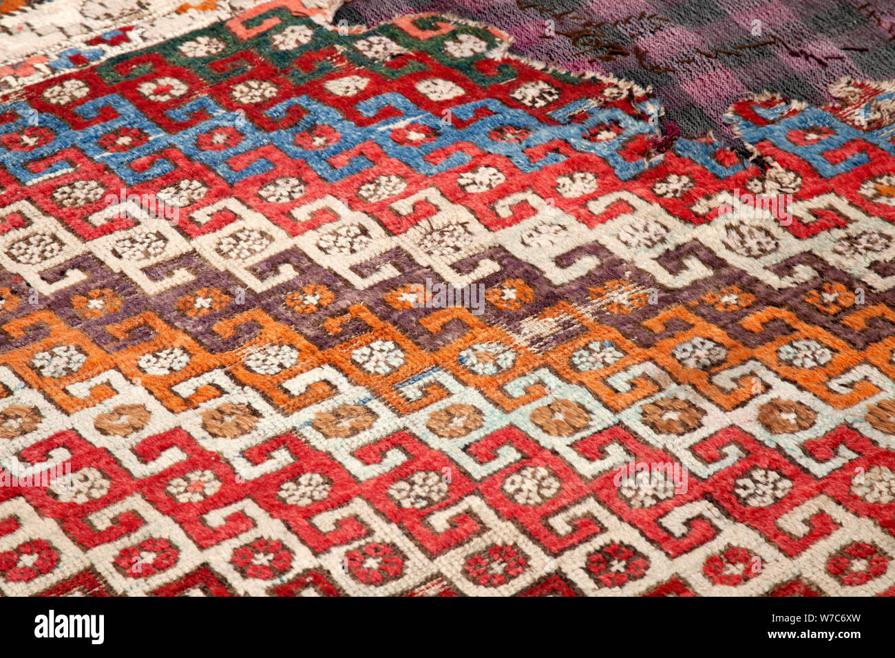 Handmade Old Ancient Turkish Carpet Stock Photo - Alamy