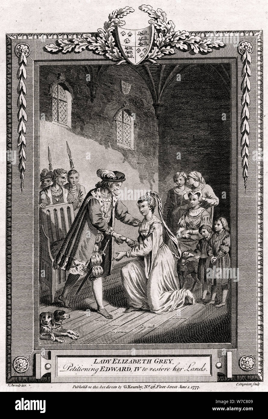 'Lady Elizabeth Grey, petitioning Edward IV to restore her lands', 15th ...