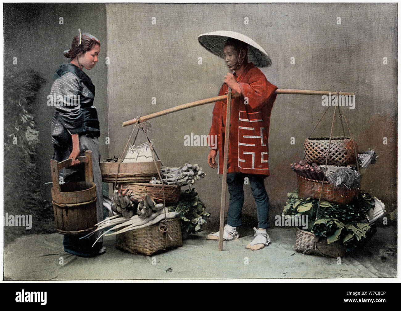 'Vegetable Merchant in Japan', c1890. Artist: Charles Gillot Stock ...