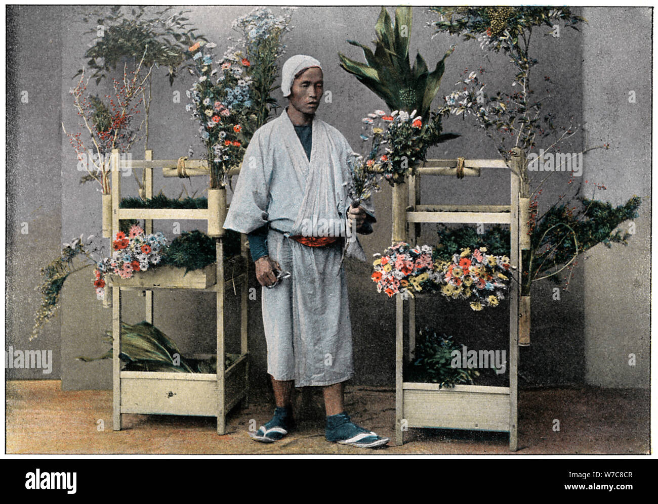 'Flower Merchant in Japan', c1890. Artist: Charles Gillot Stock Photo ...