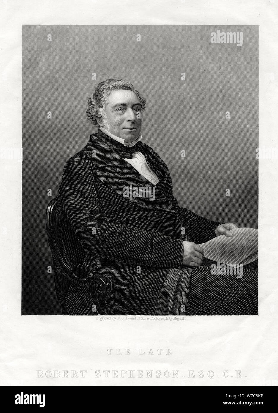Robert Stephenson, English civil engineer, 1880. Artist: DJ Pound Stock ...