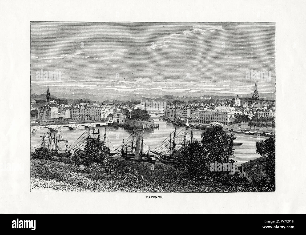 The harbour at Bayonne, France, 1879. Artist: Unknown Stock Photo - Alamy