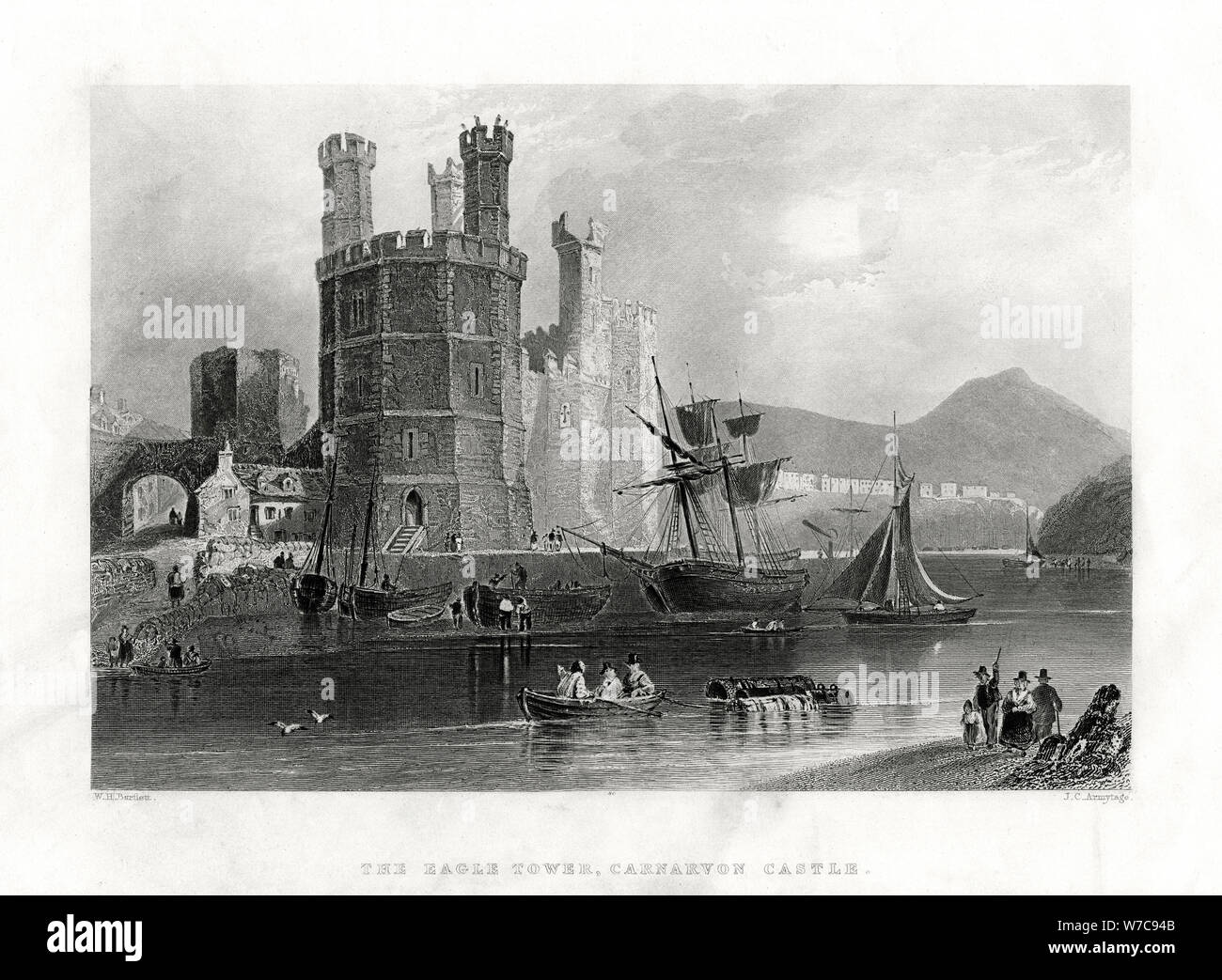 The Eagle Tower, Carnarvon Castle, Caernarfon, North Wales, 1860 ...