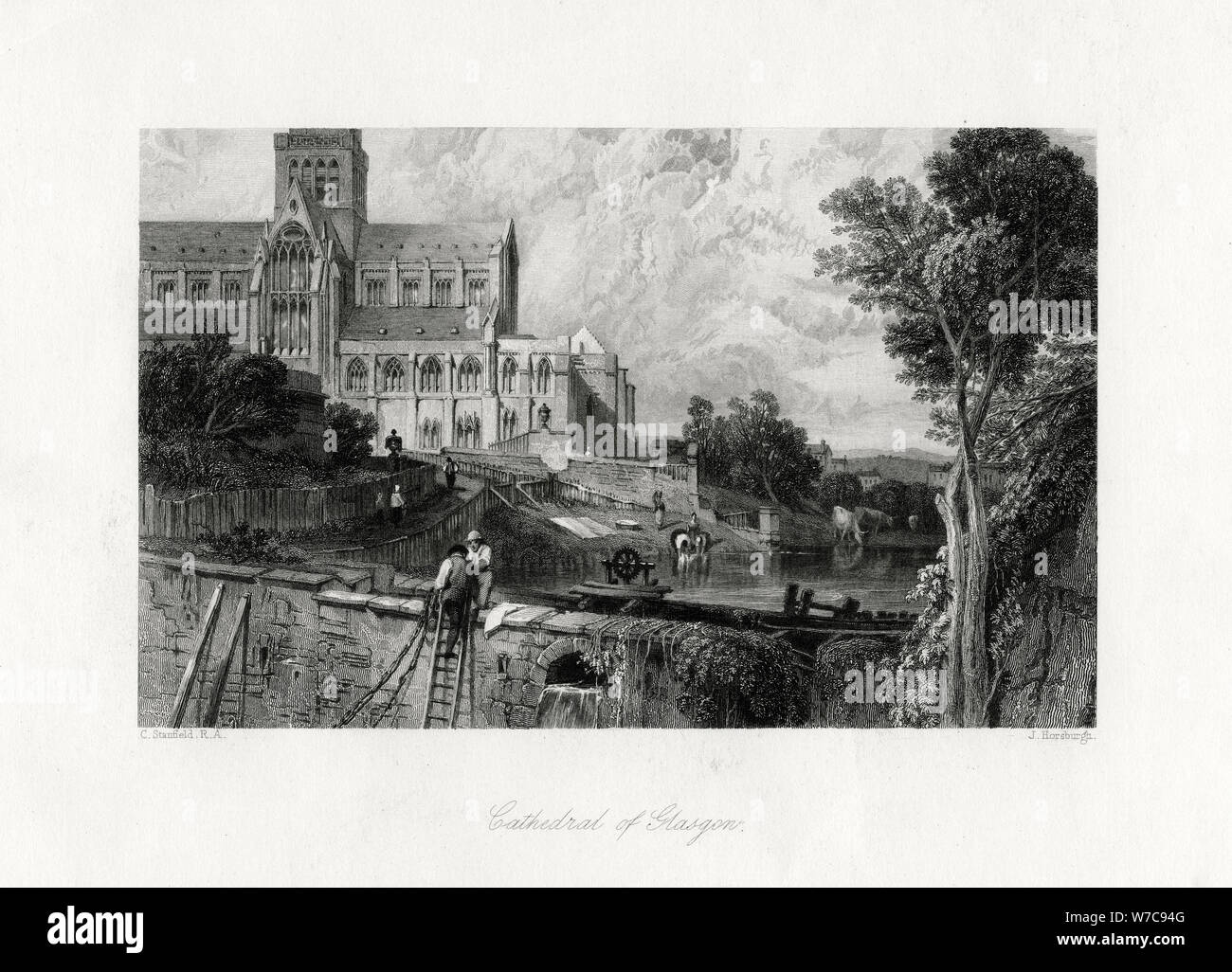 Glasgow Cathedral, Scotland, 19th century. Artist: J Horsburgh Stock ...