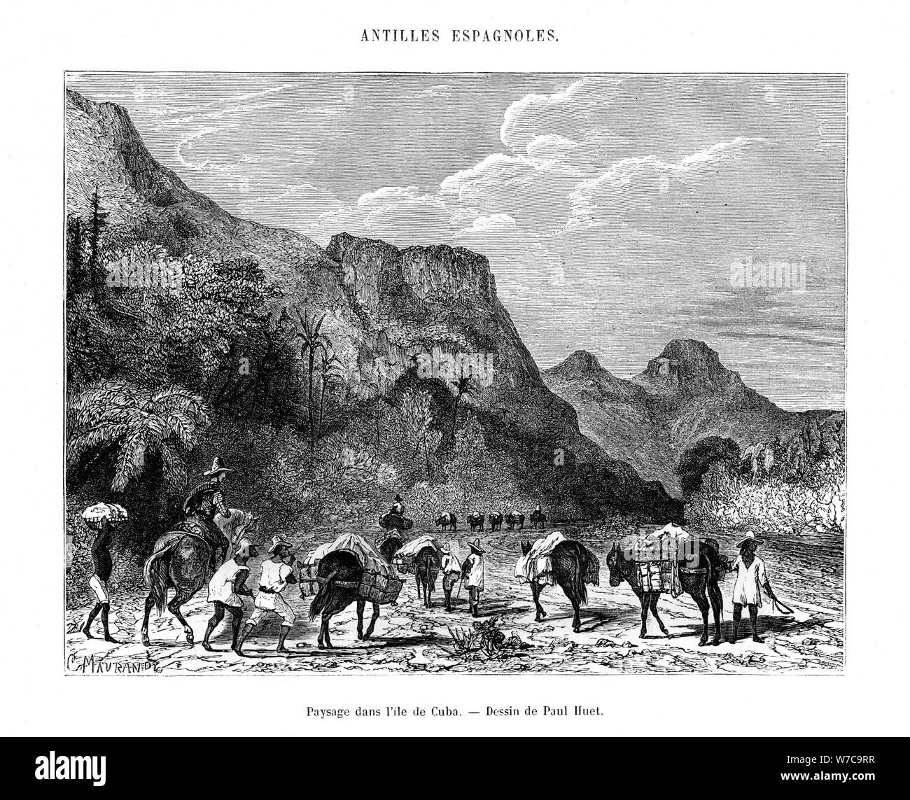 Landscape in the island of Cuba, 19th century. Artist: Paul Huet Stock ...