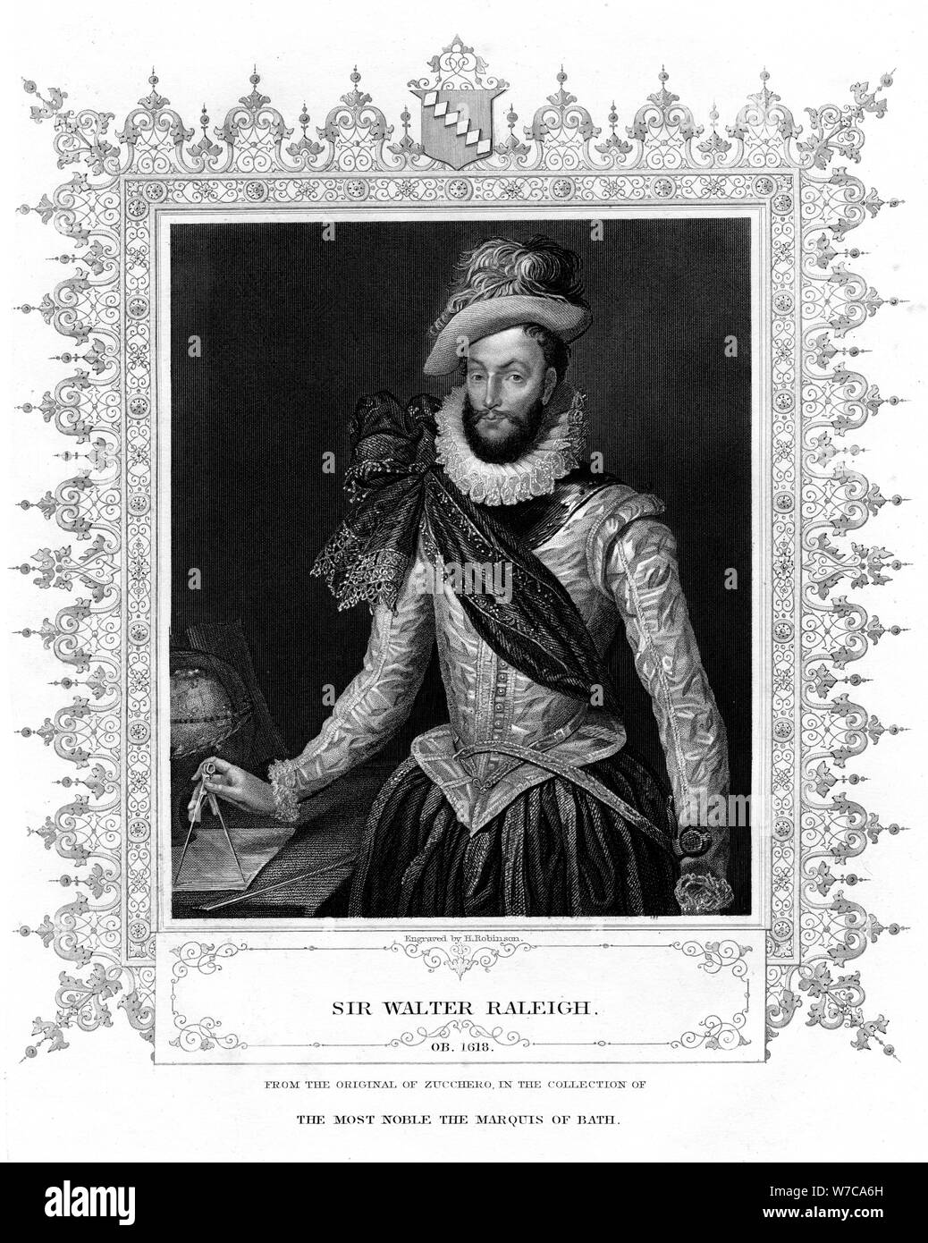 Sir Walter Raleigh, writer, poet, courtier and explorer, (19th century ...