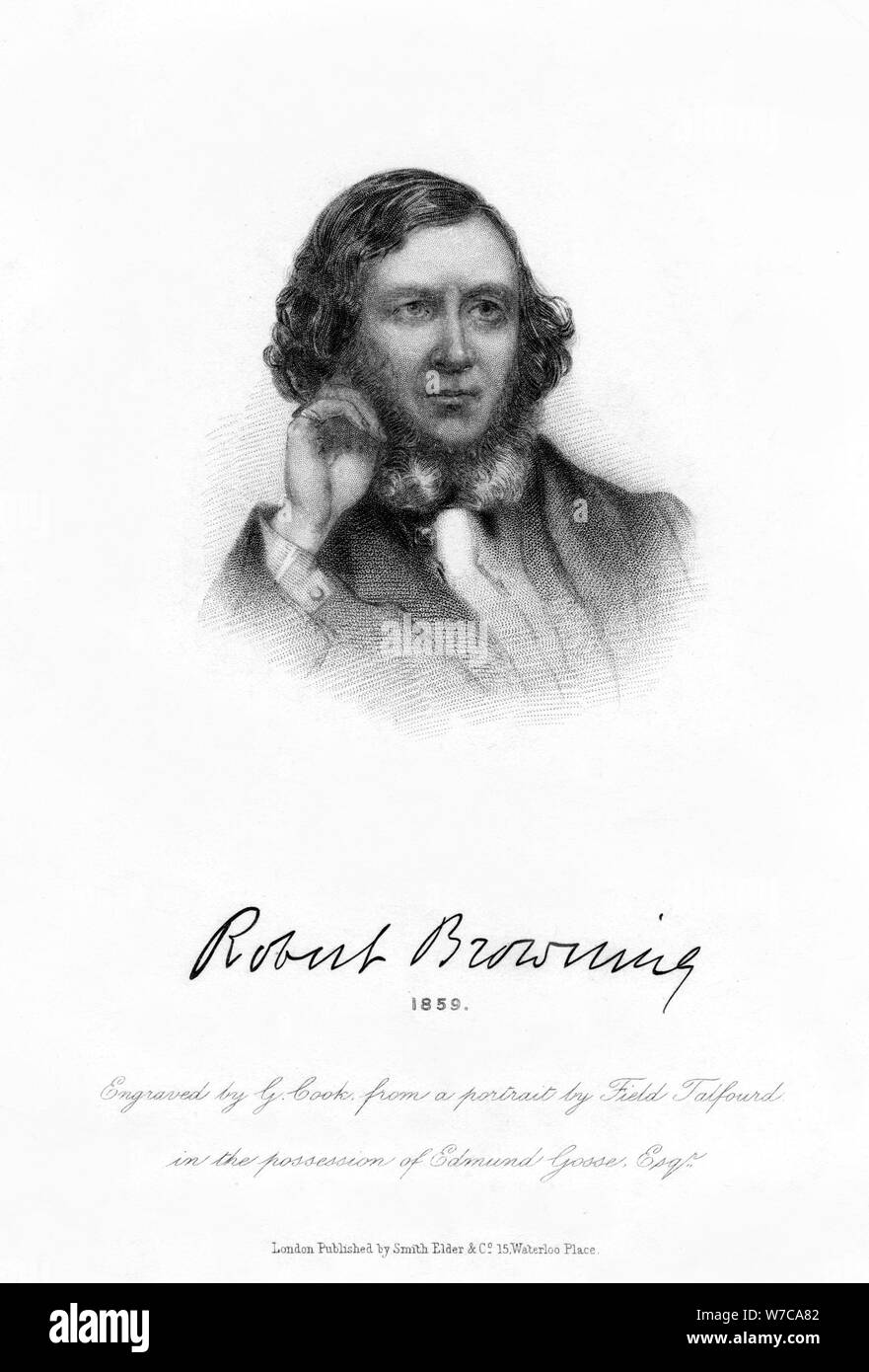 Robert Browning, English poet and playwright, 1859. Artist: G Cook ...