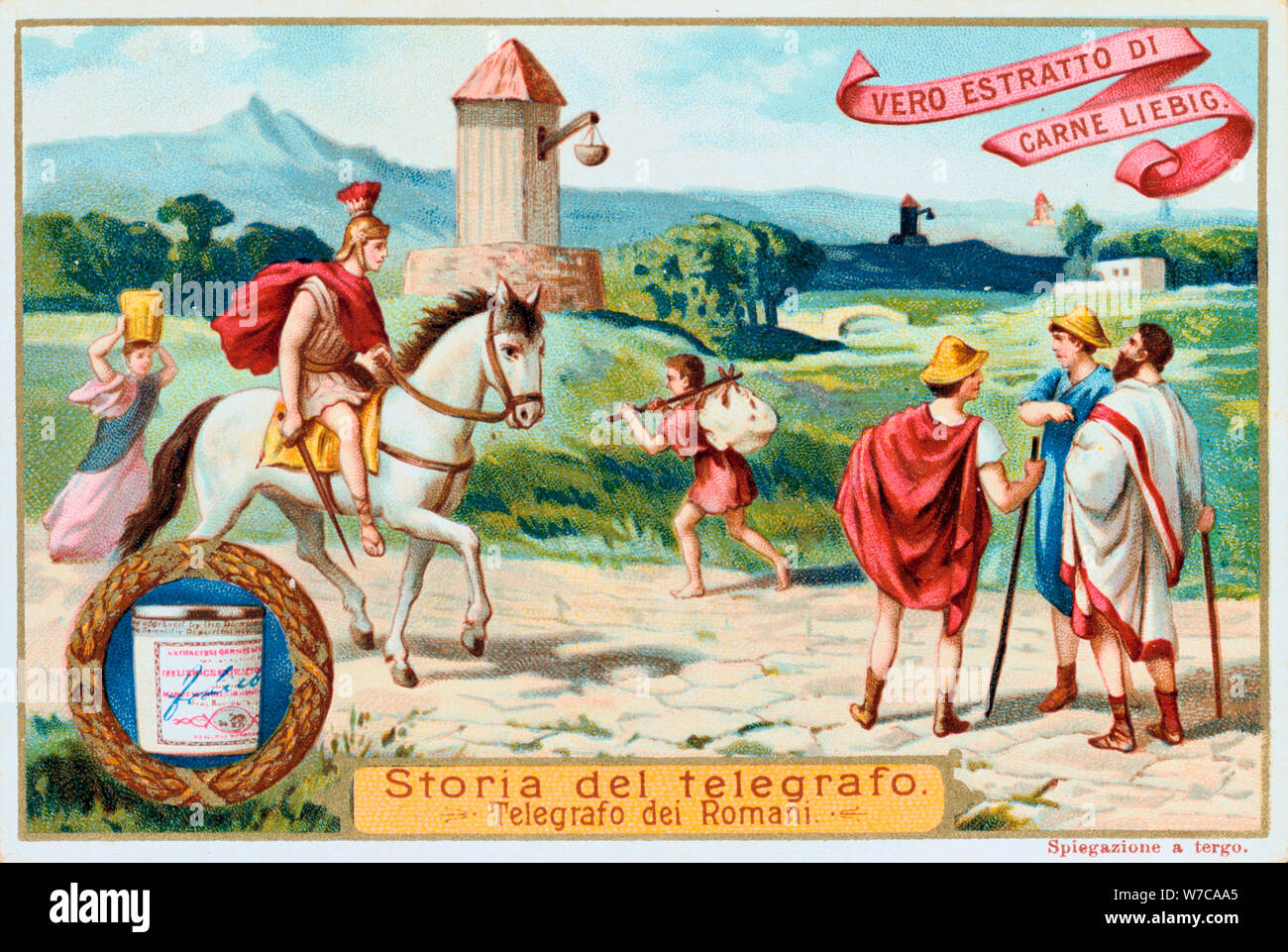 Aerial telegraph: ancient Roman signal towers, c1900. Artist: Anon ...