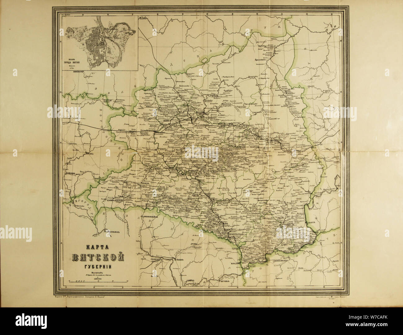 Map of the Vyatka Governorate, c. 1914. Artist: Anonymous Stock Photo ...